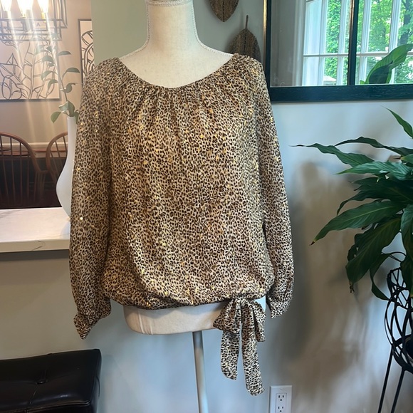 CeCe | Tops | Cece Animal Print Cheetah Peasant Style Top Blouse | Poshmark